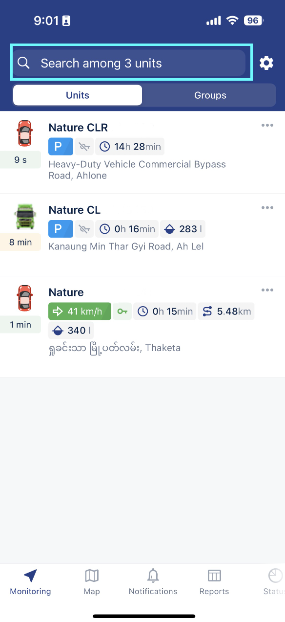 How do I add or remove units from the Monitoring tab? – Yoma Fleet